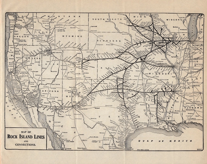 1911 Antique ROCK ISLAND LINES Railroad Map Vintage Railway - Etsy