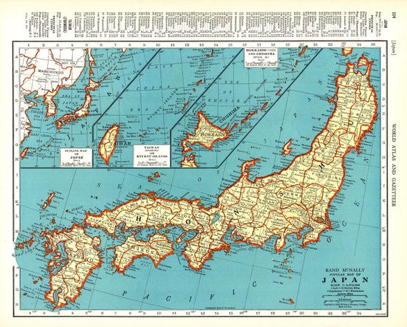 1939 Antique JAPAN Map Vintage Map of Japan Gallery Wall Art - Etsy