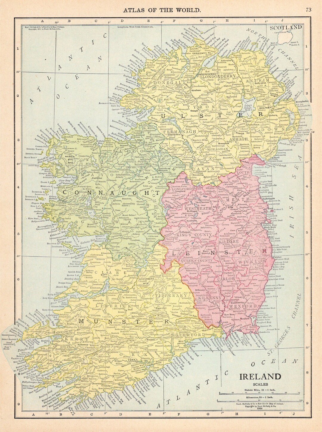 Pretty Antique IRELAND Map 1914 Vintage Map of Ireland Gallery Wall ...