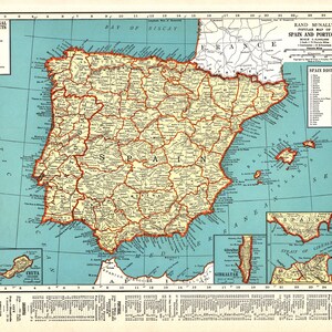 1939 Vintage SPAIN Map Antique Map of Spain and Portugal - Etsy