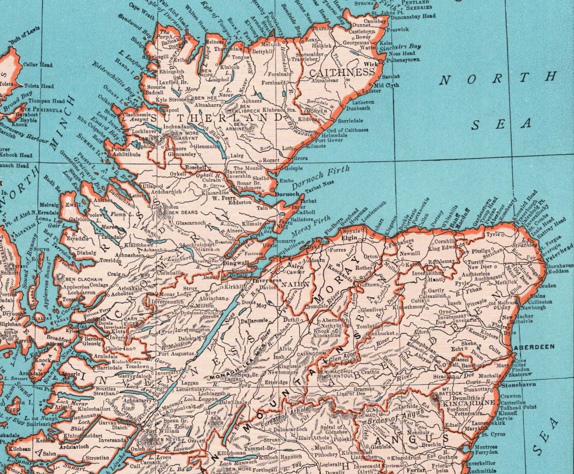 1944 Vintage SCOTLAND Map of Scotland Wall Decor Office Decor Scotland ...