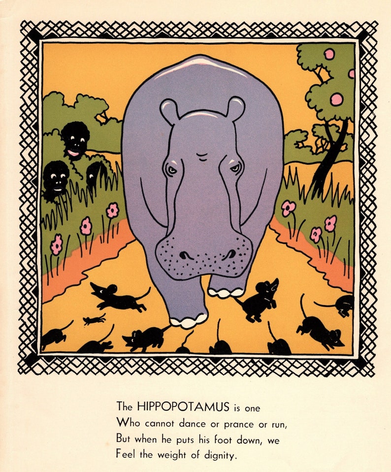 1930s Art Deco Hippopotamus Print Wall Art Decor ABC Letter H - Etsy