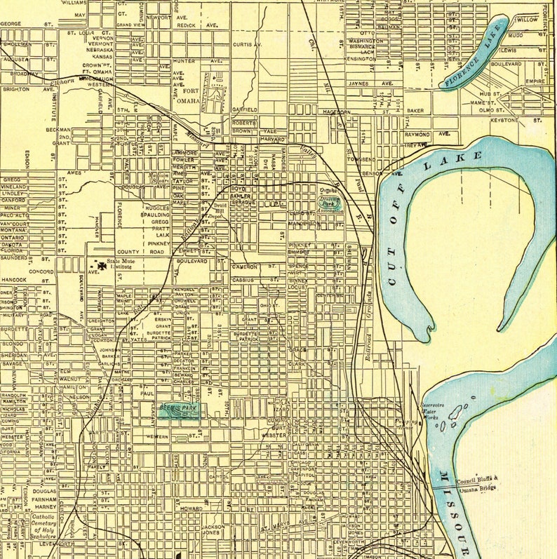 Antique OMAHA Street Map of Omaha Nebraska 1903 City Map Omaha | Etsy
