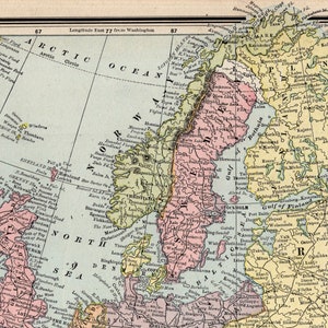 1888 Antique Europe Map George Cram Atlas Map of Europe Gallery Wall ...