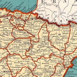 1939 Vintage SPAIN Map Antique Map of Spain and Portugal Gallery Wall ...