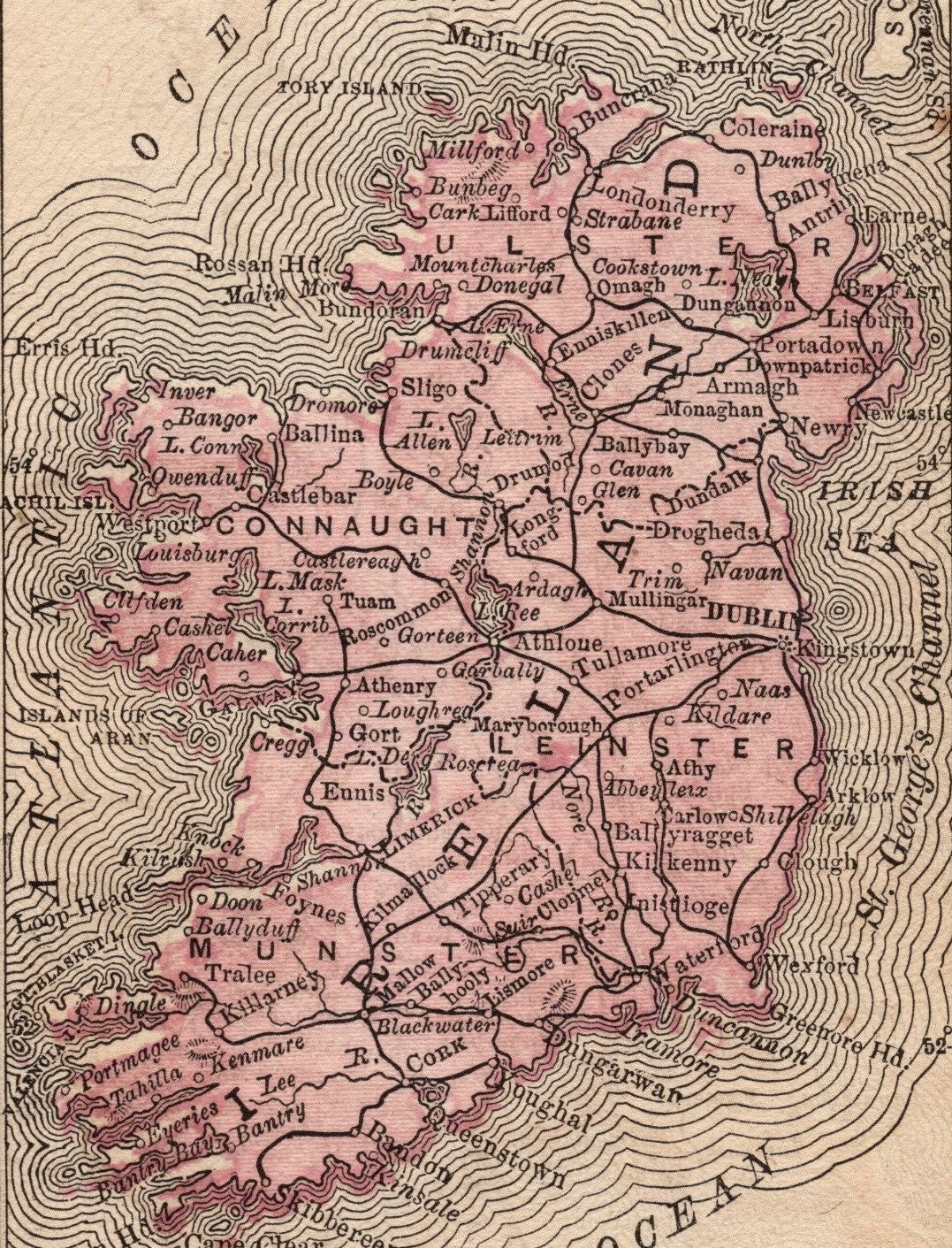 1888 Tiny IRELAND Map Antique MINIATURE Map of Ireland Wall - Etsy Canada