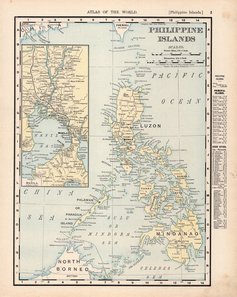 1898 Antique PHILIPPINES Map of the Philippine Islands Wall | Etsy