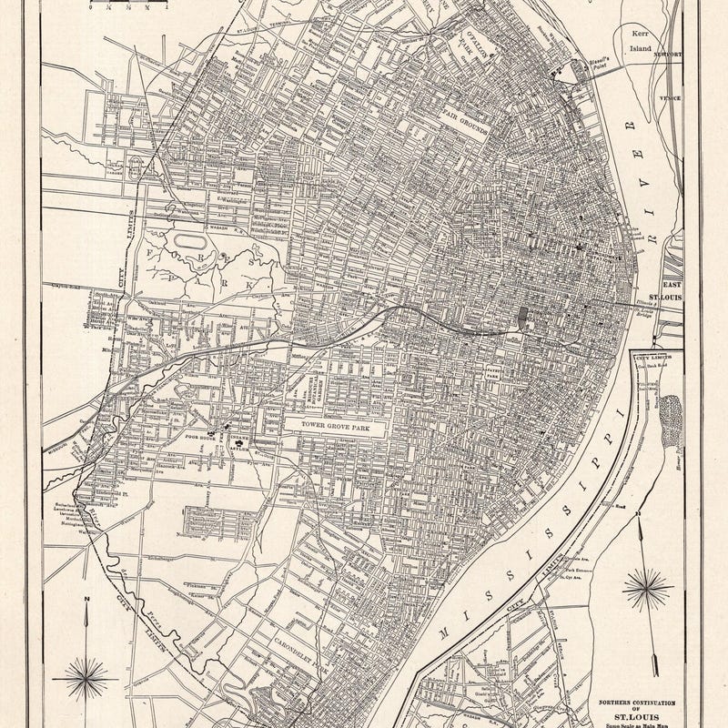 Vintage Map St. Louis Mo - Etsy