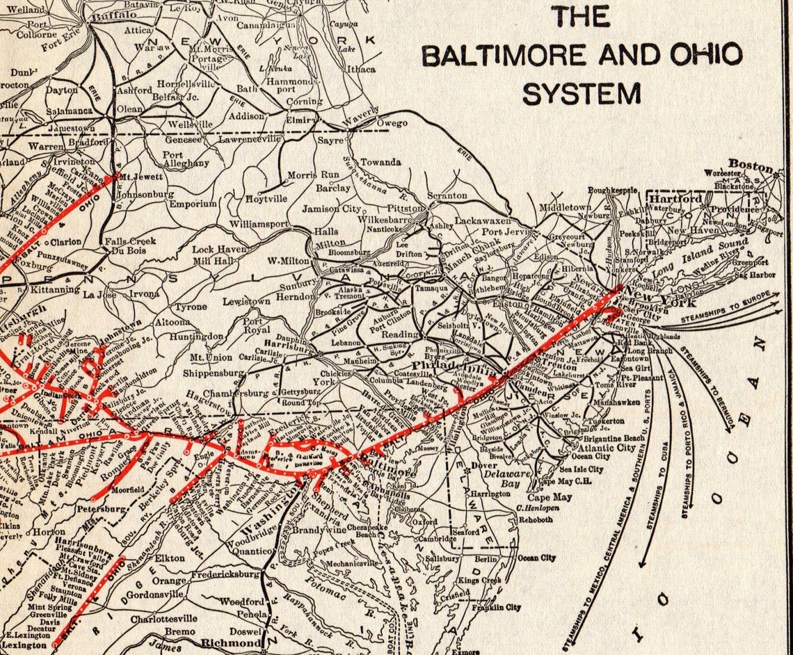 1926 Antique Baltimore and Ohio Railroad System Map B and O | Etsy