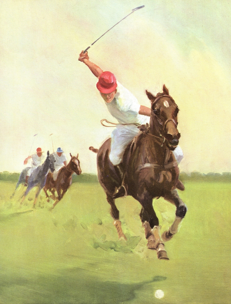 1950s Polo Pony Horse Print Wall Art Decor Polo Match Print - Etsy