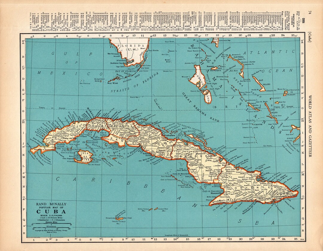 1937 Vintage Cuba Map 1930s Atlas Map of Cuba Gift Gallery Wall Decor ...