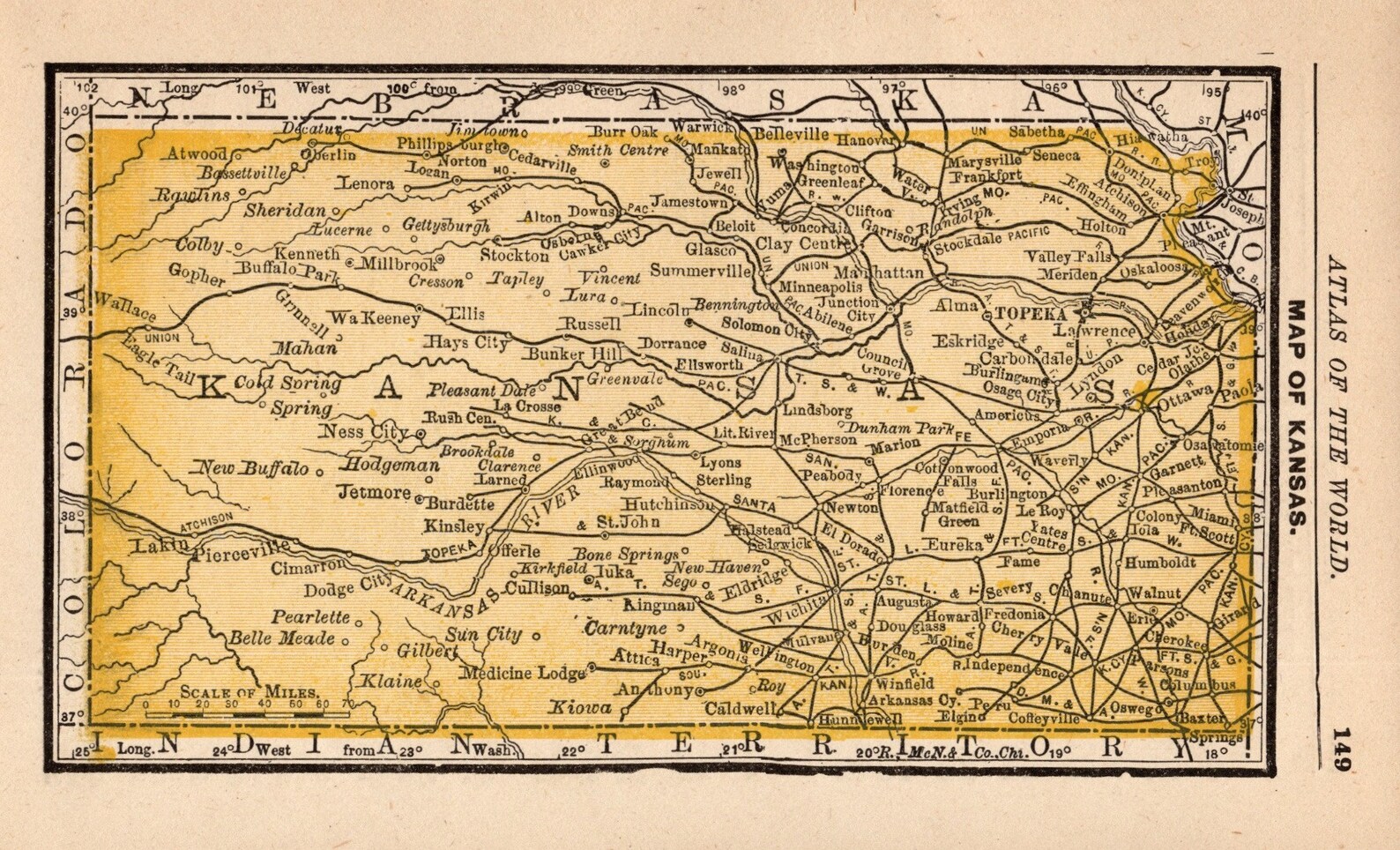1888 Tiny KANSAS State Map of Kansas Map Gallery Wall Art | Etsy
