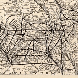 1916 Antique Chicago Burlington Quincy Railroad Map Print - Etsy