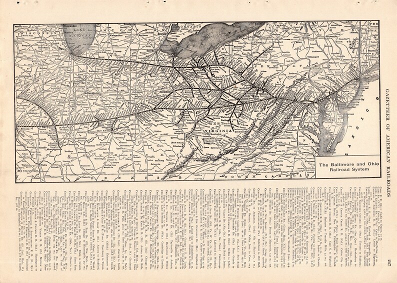 1914 Antique B & O RAILROAD Map Baltimore and Ohio Railway Map - Etsy