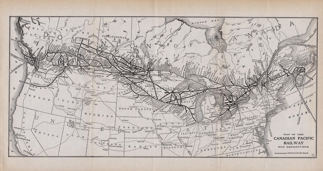 1914 Antique Canadian Pacific Railway Map Canada Railroad Map Birthday ...