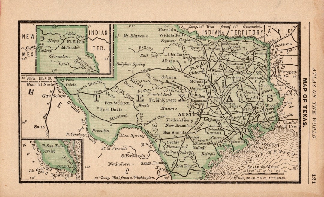 1888 Tiny TEXAS State Map Antique Miniature Texas Map Gallery - Etsy