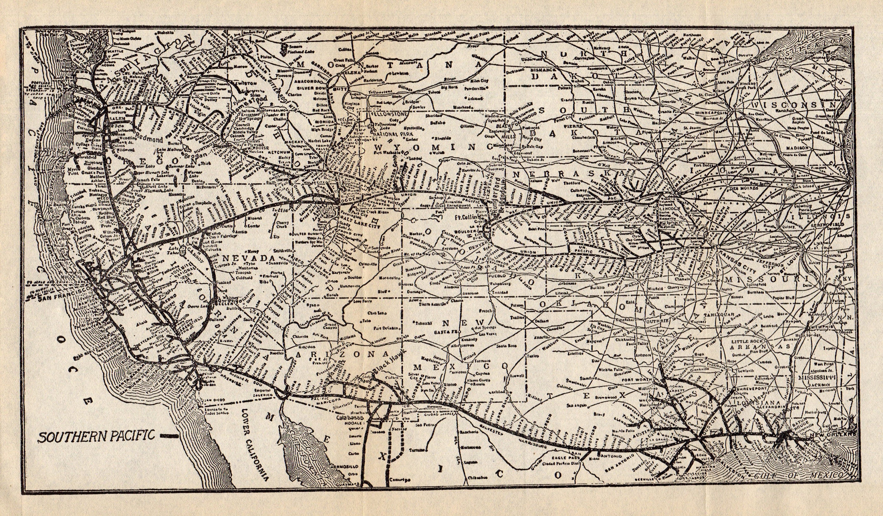 1911 Antique Southern Pacific Railroad Map Southern Pacific | Etsy