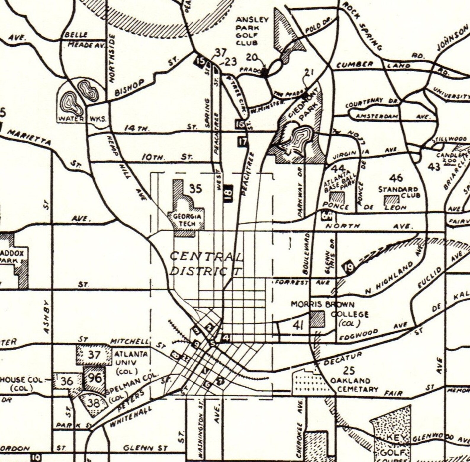 1939 ATLANTA Georgia Street Map Vintage City Map of Atlanta | Etsy
