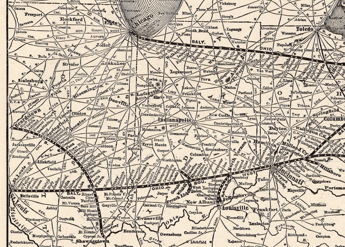 1914 Antique B & O RAILROAD Map Baltimore and Ohio Railway Map | Etsy