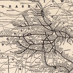 1924 Antique MISSOURI PACIFIC RAILROAD Map Black White Gallery Wall ...