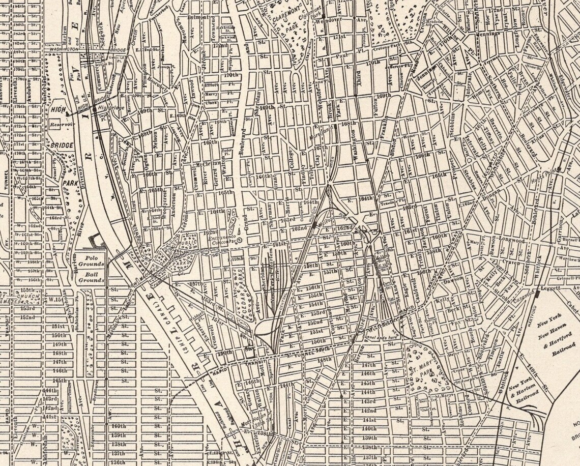 1917 Antique MANHATTAN Street Map New York City Map the BRONX City Map ...