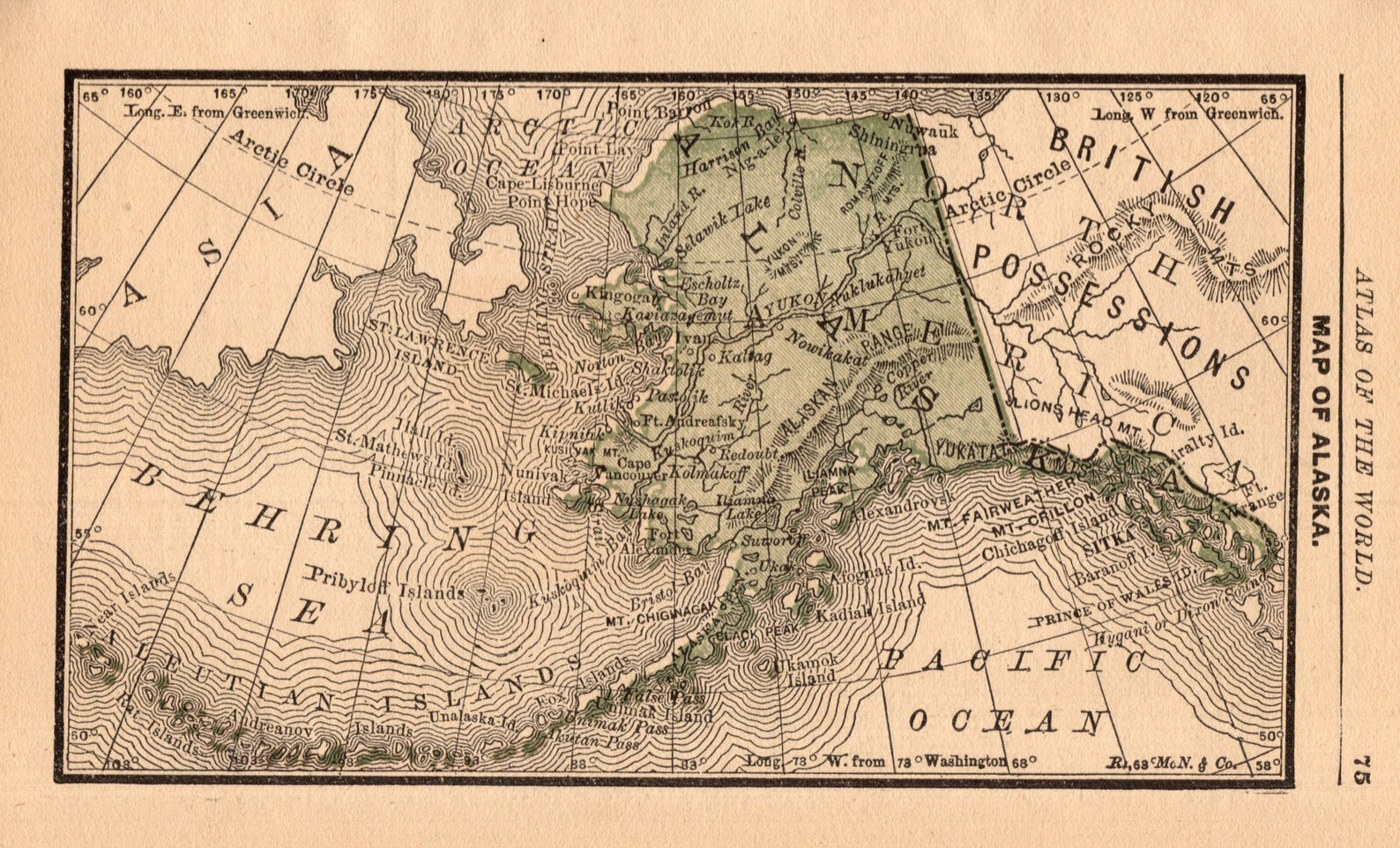 1888 Tiny Antique ALASKA State Map Vintage MINIATURE Map of | Etsy