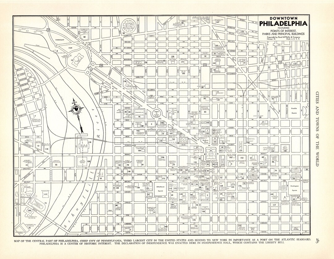 1937 Antique PHILADELPHIA Street Map Vintage City Map of Philadelphia ...