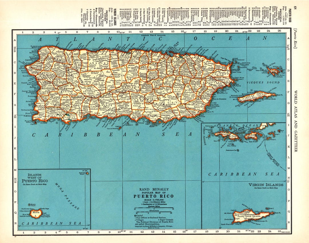 1937 Vintage PUERTO RICO Map 1930s Antique Map of Puerto Rico Gallery ...