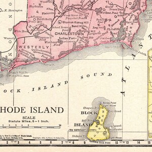 1910 Antique RHODE ISLAND Map Vintage State Map of Rhode Island Gallery ...