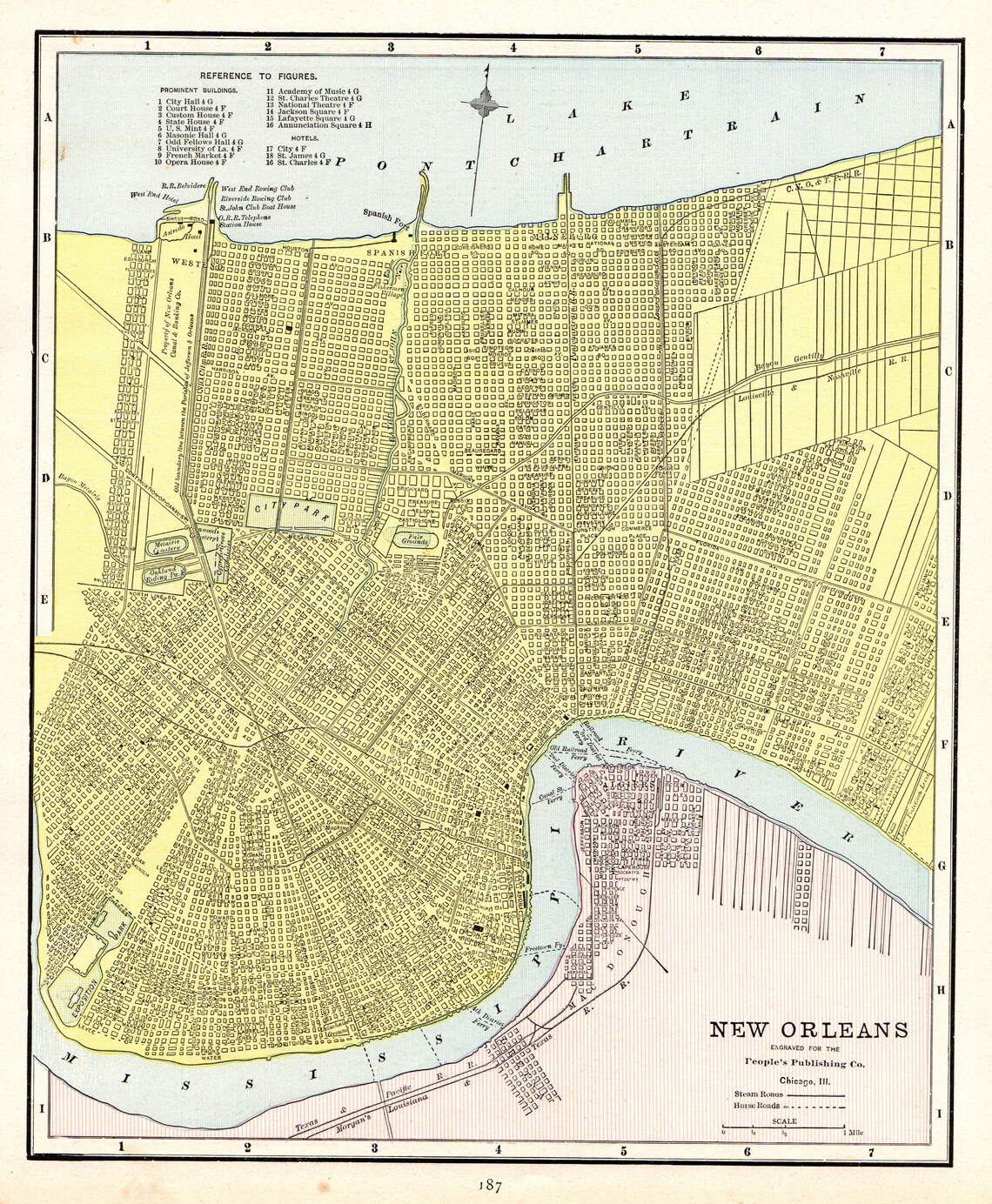 1888 Antique NEW ORLEANS Street Map City Map of New Orleans | Etsy