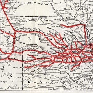 1913 Antique Chicago Burlington Quincy Railroad System Map Vintage ...