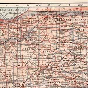 1914 Antique Indiana State Map Atlas Map of Indiana Gallery Wall Decor ...