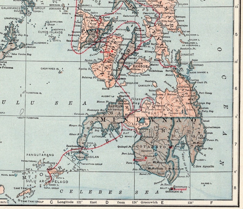 1921 Antique PHILIPPINES Map Vintage Map of the Philippine - Etsy