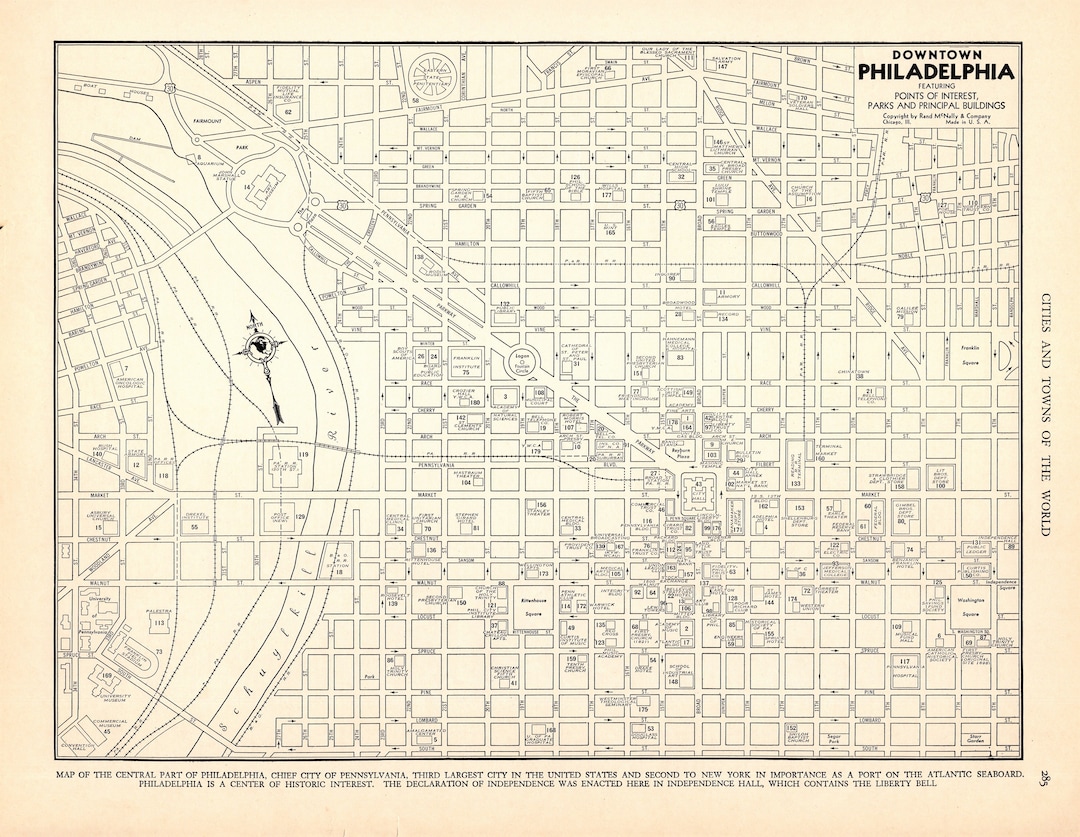 1939 Antique PHILADELPHIA Street Map Vintage City Map of Philadelphia ...