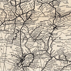 1912 Antique Louisville and Nashville Railroad System Map L and N ...