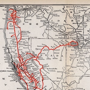 1914 Antique Southern Pacific Railroad System Map Southern Pacific ...