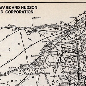 1941 Antique Delaware And Hudson Railroad System Map Delaware Etsy