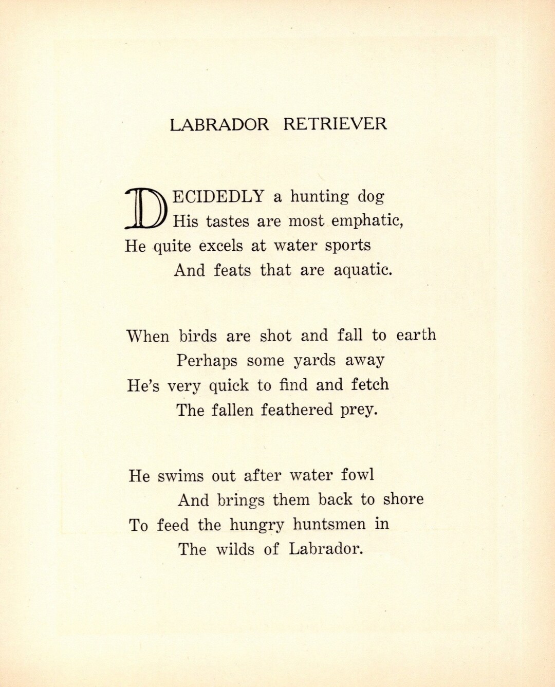 1936 Labrador Retriever Poem Print Vintage Sweet Labrador Retriever Dog ...