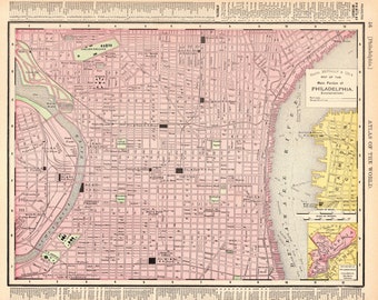 Antique Map of Philadelphia - Etsy