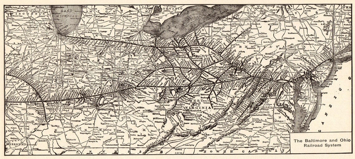 1914 Antique B & O RAILROAD Map Baltimore and Ohio Railway Map | Etsy