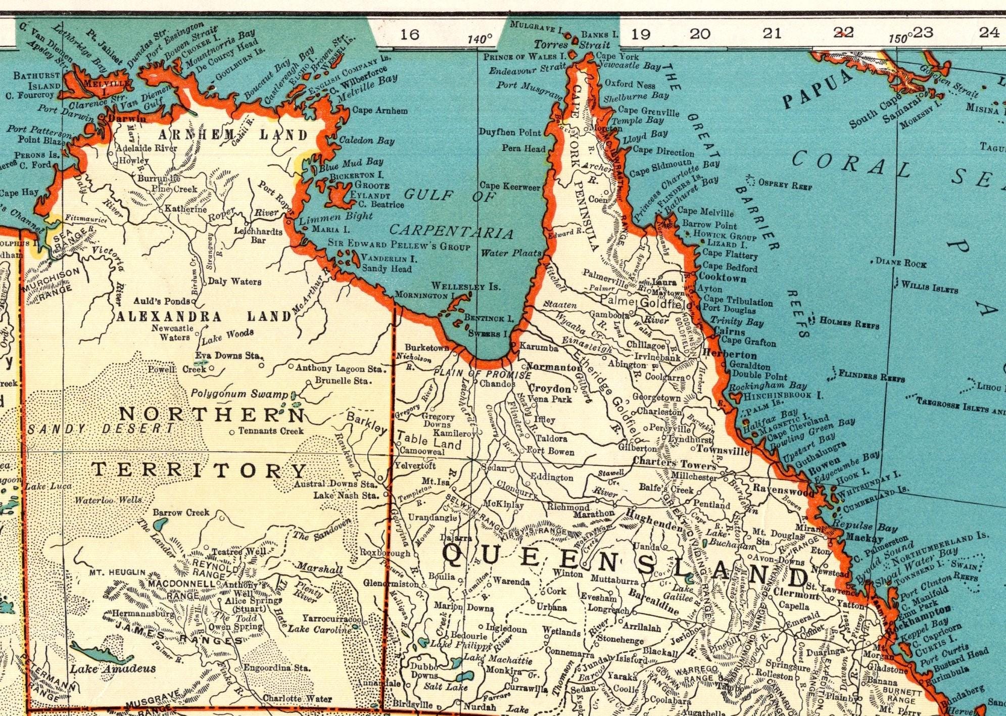 1939 Antique MAP of AUSTRALIA Vintage Australia Map Gallery Wall Decor ...