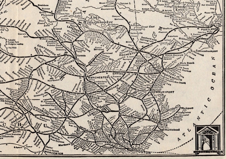 1926 Antique BOSTON and MAINE Railroad Map Vintage B & M - Etsy