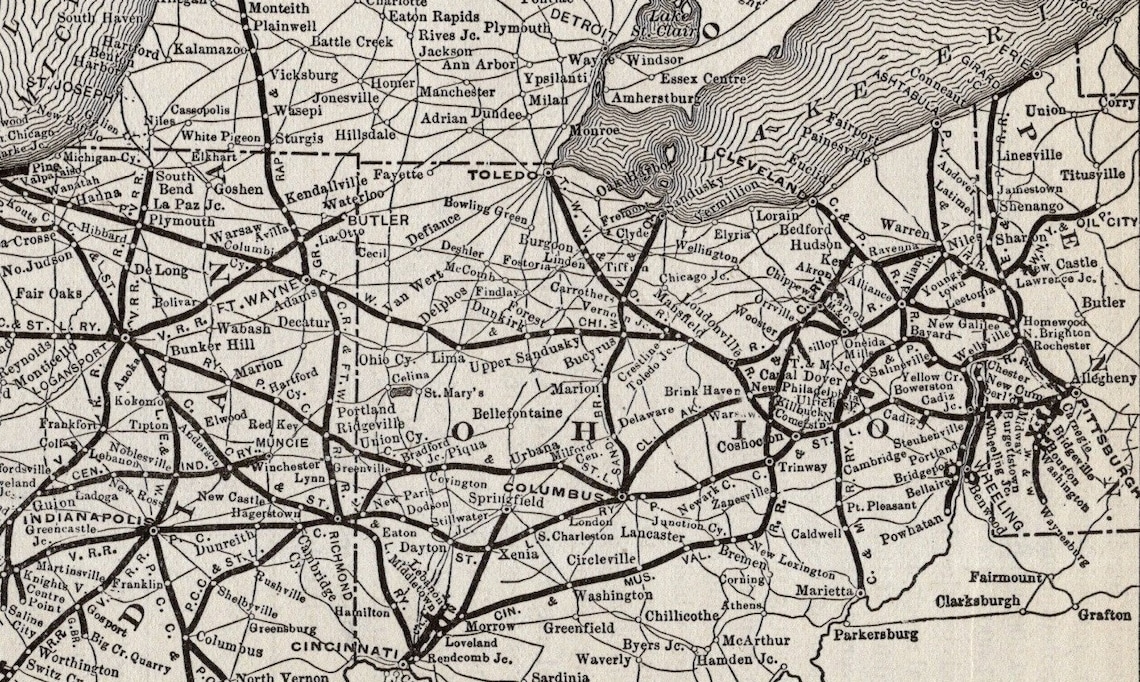 1906 Antique Pennsylvania Railroad Map West of Pittsburgh and - Etsy