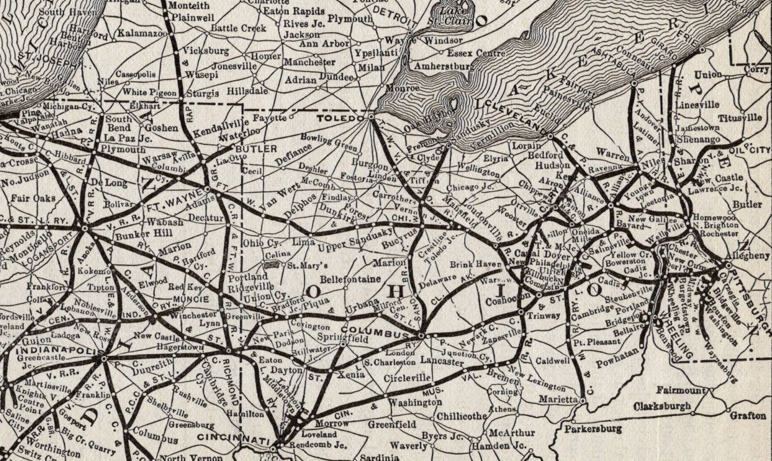 1906 Antique Pennsylvania Railroad Map West of Pittsburgh and - Etsy