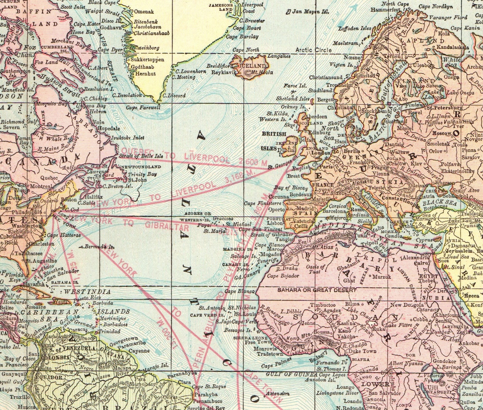Large Antique WORLD Map 1901 George Cram Atlas Map of the World Gallery ...