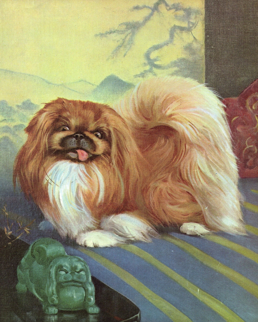 Vintage Pekingese Print Wall Art Decor Wesley Dennis Pekingese ...