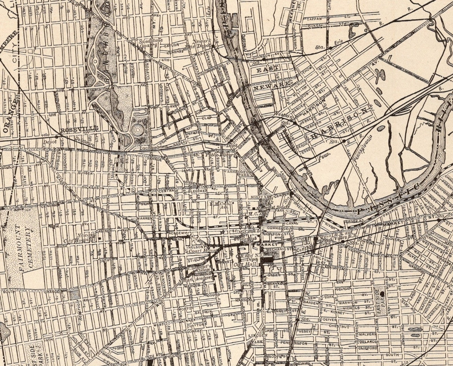 1914 Antique NEWARK New Jersey Street Map Vintage City Map of - Etsy