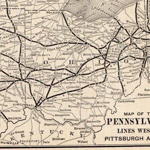 1900 Antique Pennsylvania Railroad Map West Of Pittsburgh and | Etsy