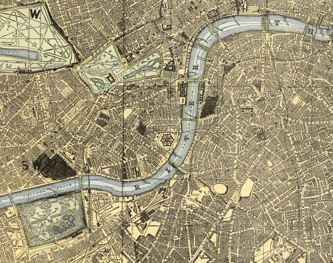 1899 Antique LONDON City MAP George Cram Street Map of London - Etsy