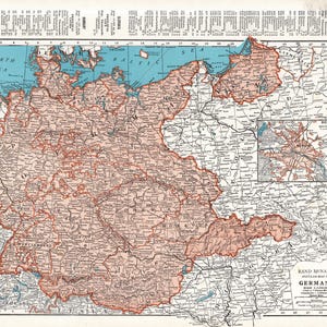 1944 Antique Map of GERMANY Vintage Germany Map Gallery Wall Travel ...